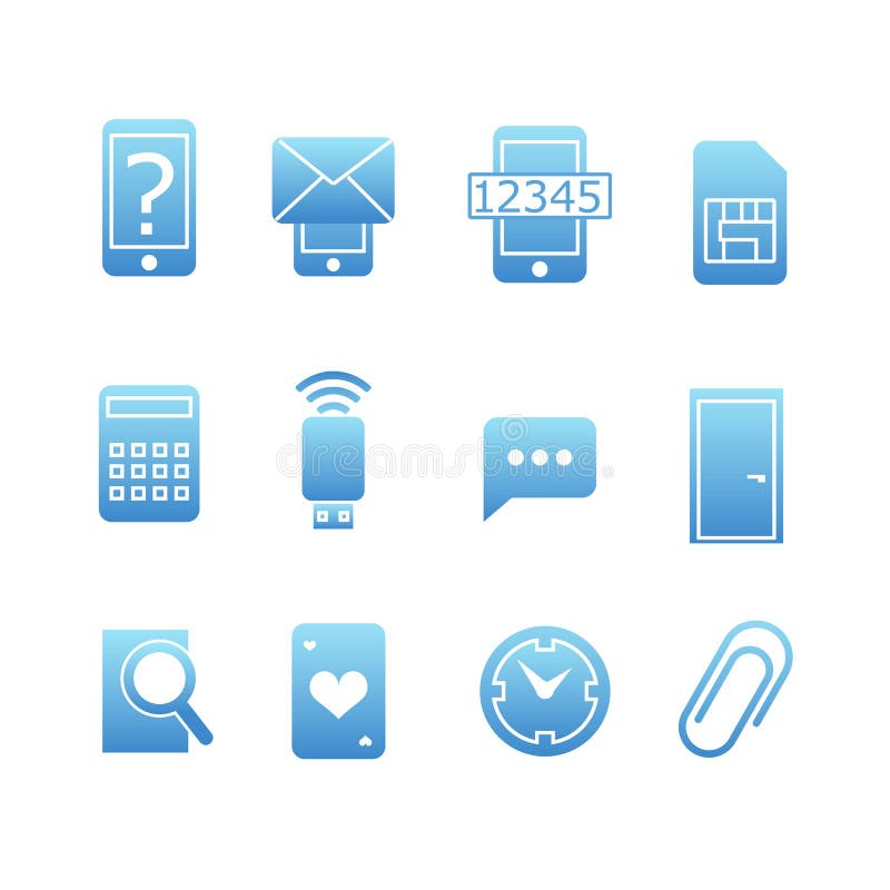 Collection of Blue Web Icons Stock Vector - Illustration of blue ...