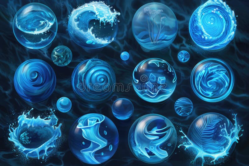 A Collection of Blue and White Glass Spheres. Perfect for Various ...