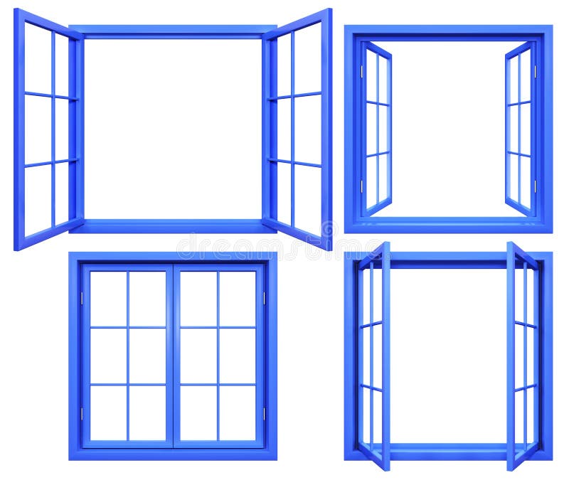Collection of Blue Window Frames Isolated on White Stock Illustration ...