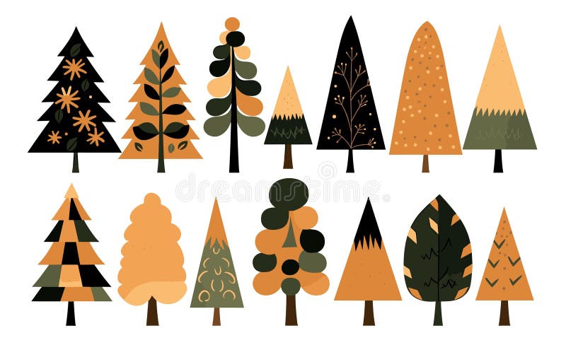 Collection of Boho Christmas Trees Stock Vector - Illustration of ...