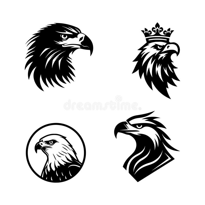 A Collection of Bold and Stylized Eagle Illustrations with a Crowned ...