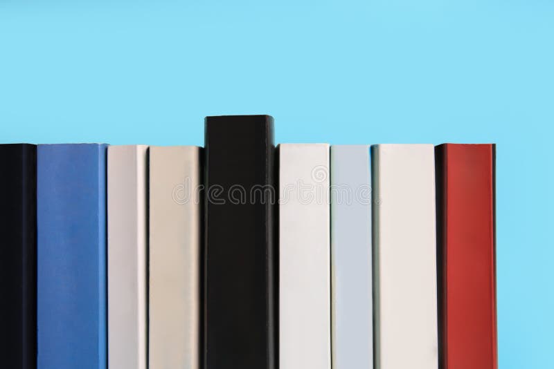 Collection of Books on Light Blue Background Stock Image - Image of ...