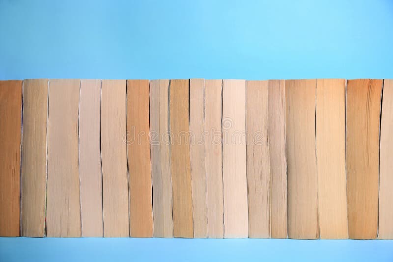 Collection of Books on Light Blue Background Stock Image - Image of ...