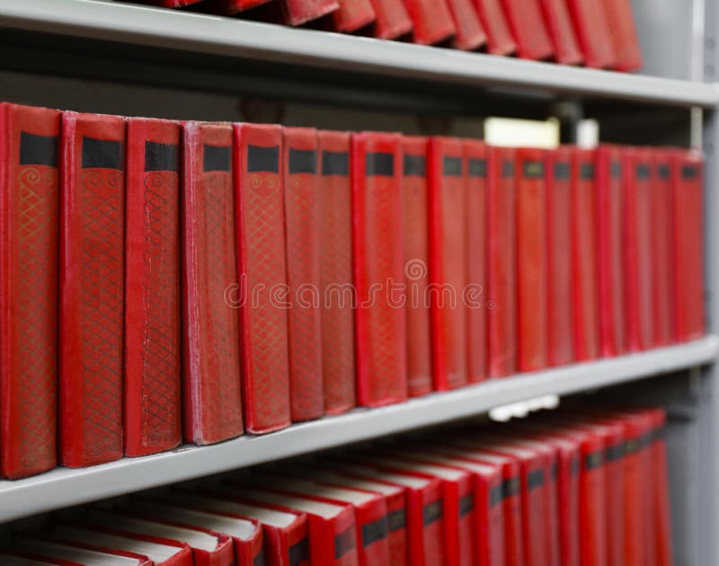 Collection of Books on Metal Shelf Stock Photo - Image of novel ...