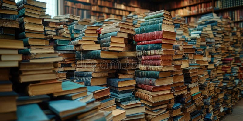 A Collection of Books Piled High Stock Image - Image of stacked ...