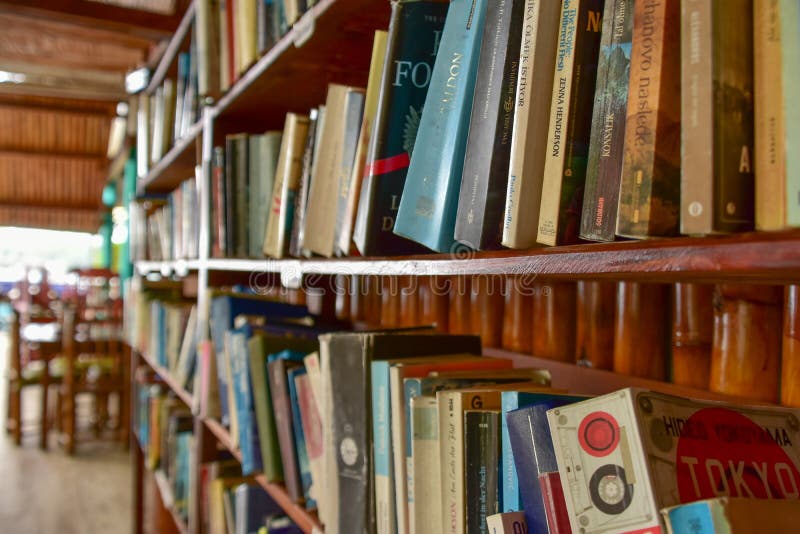 Collection of Books on the Shelf Editorial Stock Photo - Image of ...