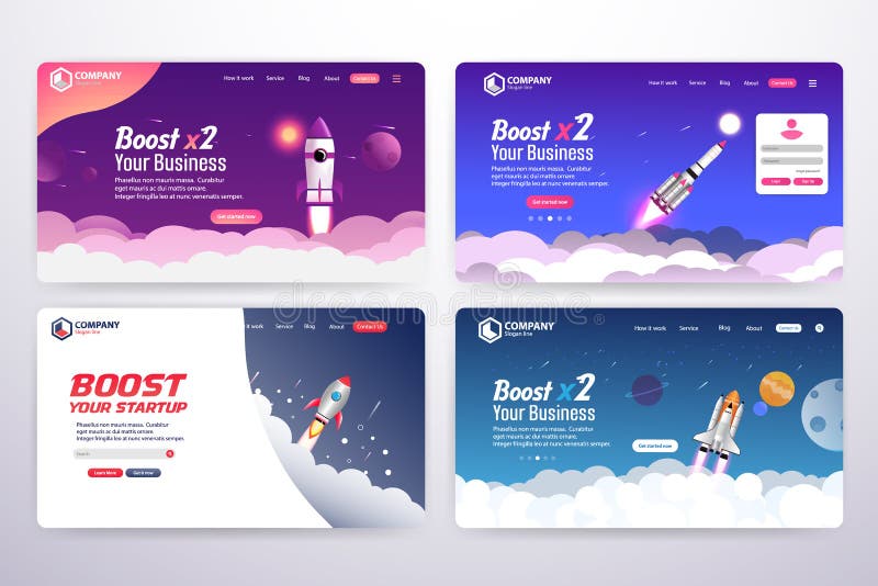 Collection of Boost Business Website Landing Page Vector Template Stock ...