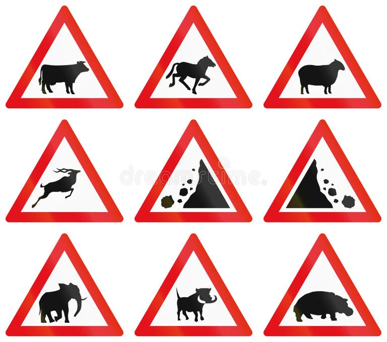 Collection of Botswana Road Signs Stock Illustration - Illustration of ...