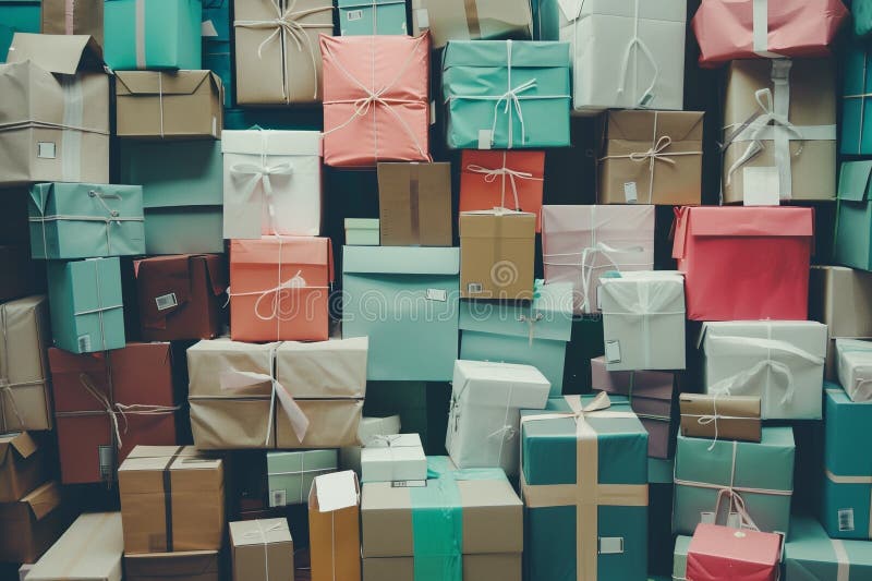 A Collection of Box Packages Piled High in a Whimsical Arrangement ...