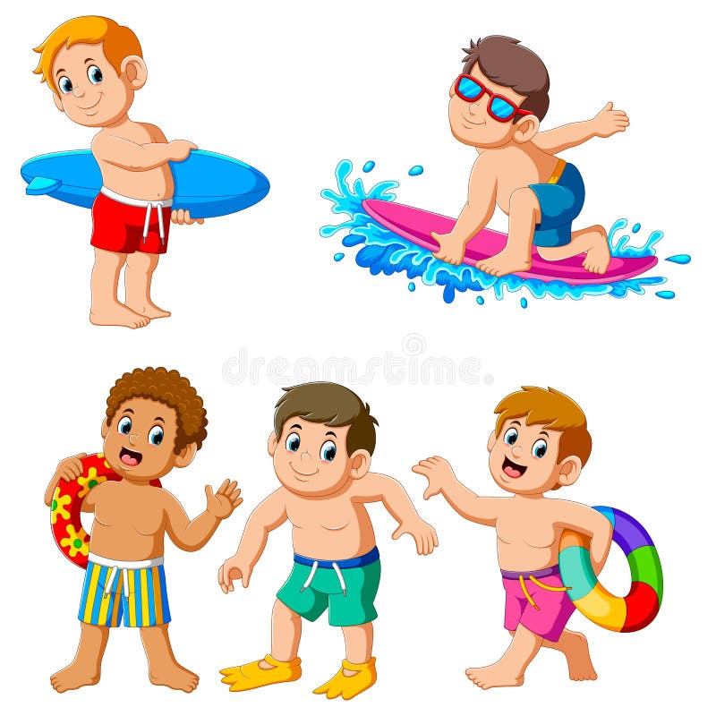 Collection of Boy on Summer Holiday Stock Vector - Illustration of ...