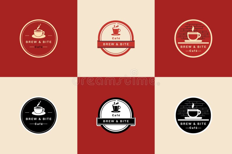 Collection of Brew and Bite Cafe Logos in Creative Styles Stock ...