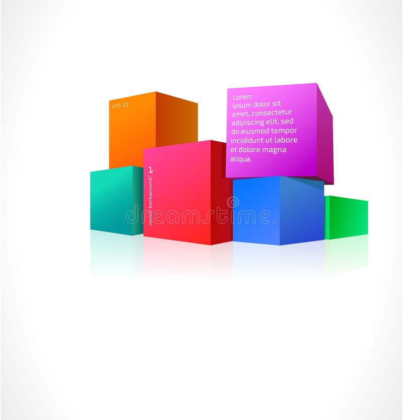 Collection of Bright Colored Cubes Stacked Stock Vector - Illustration ...