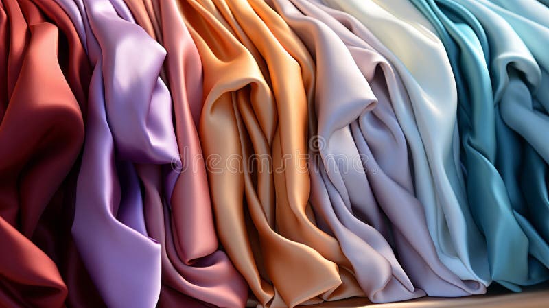 Collection of Bright Colorful Silk Different Textile. Generative AI ...