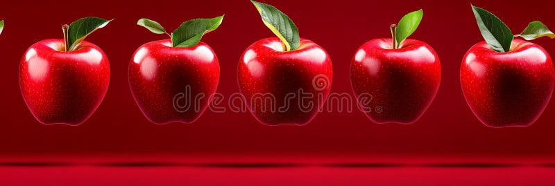 Bright Red Apples Bouncing in Mid-air Against a Deep Red Background ...