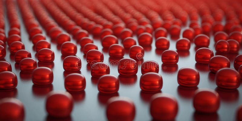 A Collection of Bright Red Cylindrical Objects Arranged on a Matching ...
