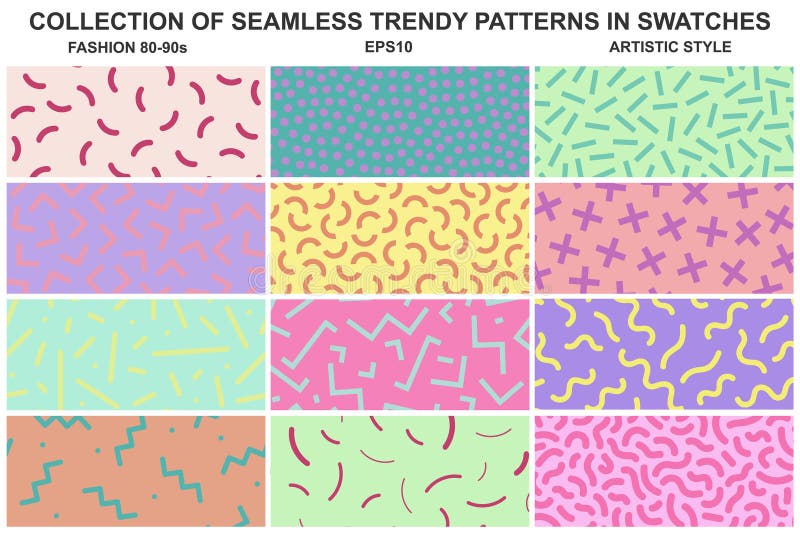 Collection of Bright Seamless Colorful Patterns. Creative Unusual ...