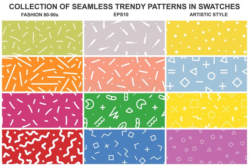 Collection of Bright Seamless Colorful Patterns. Creative Unusual ...