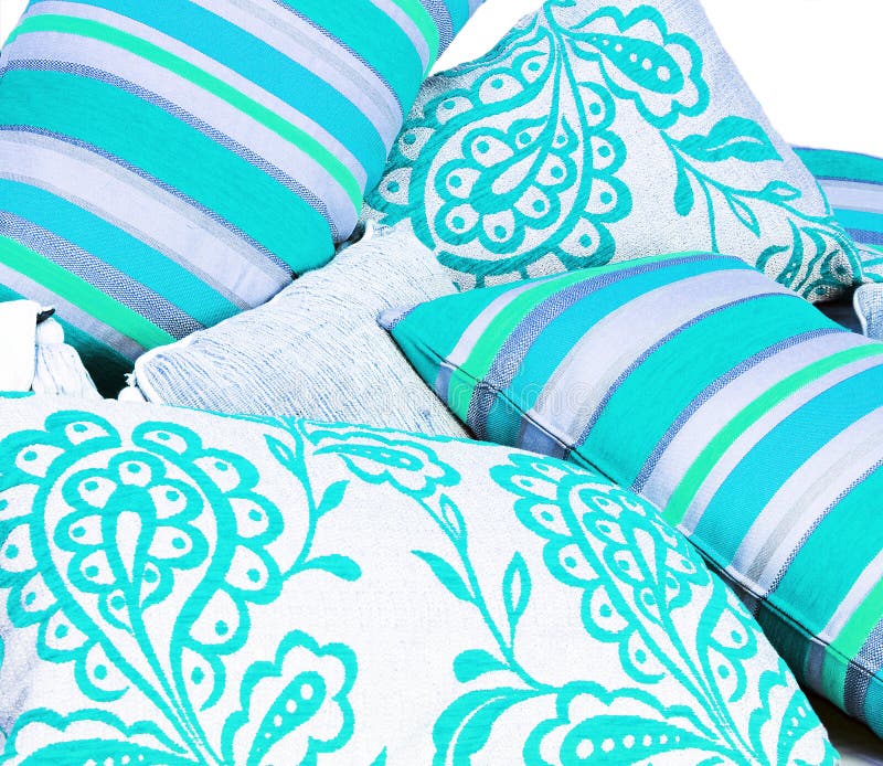 Collection of Bright Turquoise Cushions Stock Image - Image of pillow ...