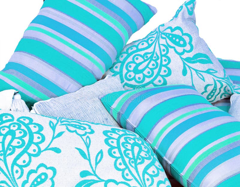 Collection of Bright Turquoise Cushions Stock Image - Image of funky ...