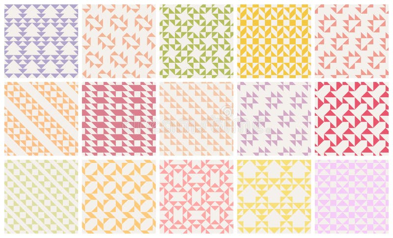 Collection of Bright Vector Decorative Seamless Geometric Fabric ...