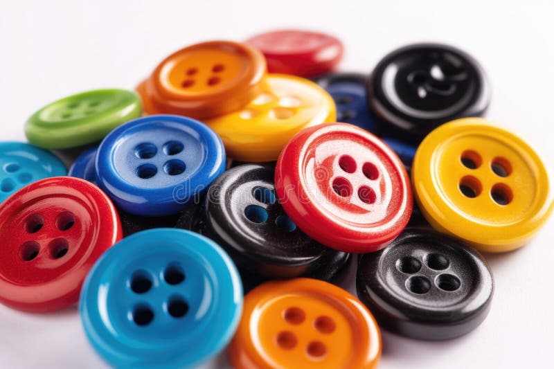 A Collection of Bright and Vibrant Buttons Arranged on a Plain White ...
