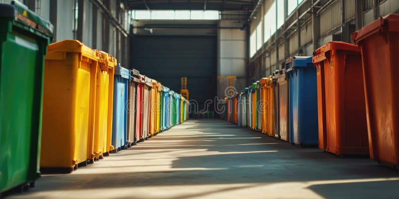 Colorful Trash Bins Warehouse Stock Image - Image of vivid, trash ...