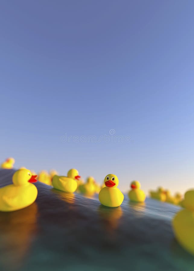 Collection of Bright Yellow Ducks 3d Render Stock Illustration ...