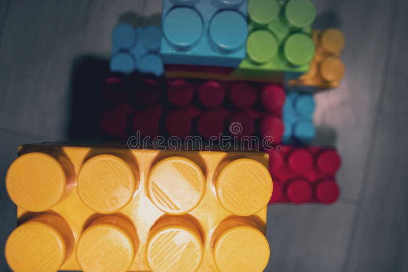 Collection of Brightly Colored Building Blocks. Stock Photo - Image of ...
