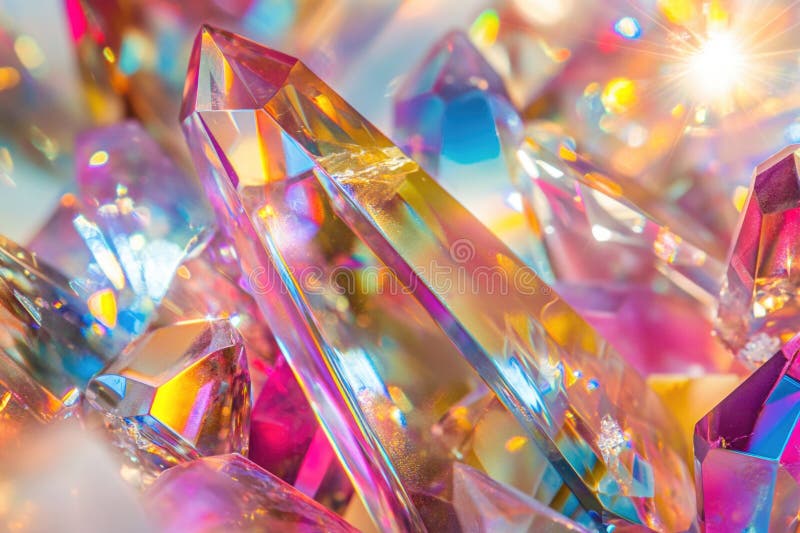 A Collection of Brightly Colored Crystals Arranged on a Table, Great ...