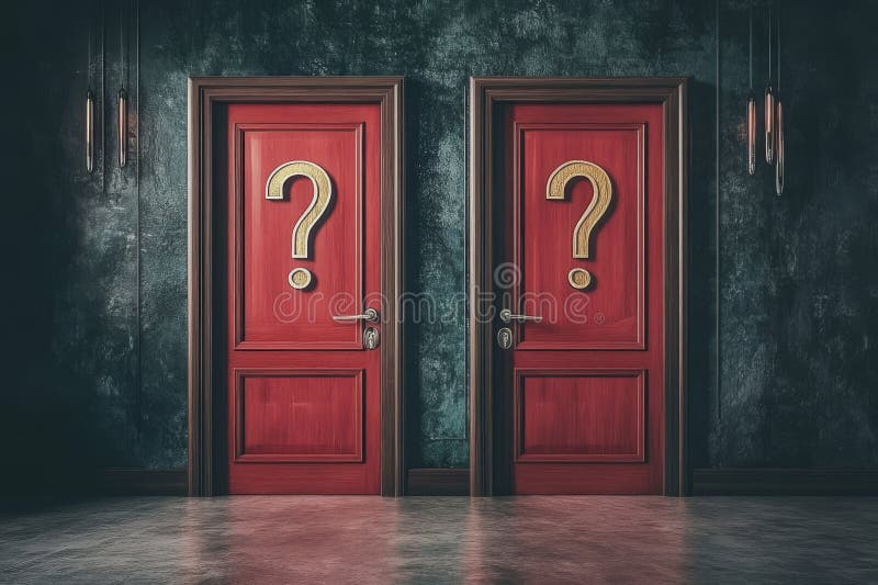 A Collection of Brightly Colored Doors Marked with Question Marks ...