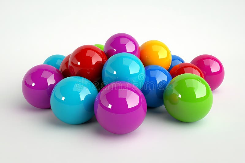 Collection of Brightly Colored Glossy Spheres Clustered on a Plain ...