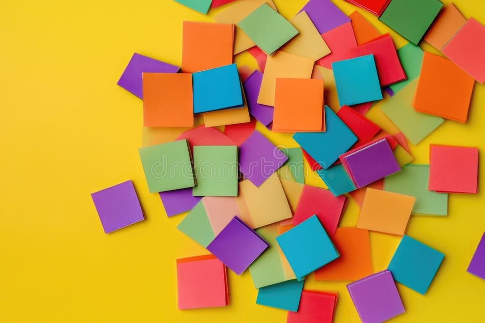 A Collection of Brightly Colored Post-it Notes on a Bright Yellow ...