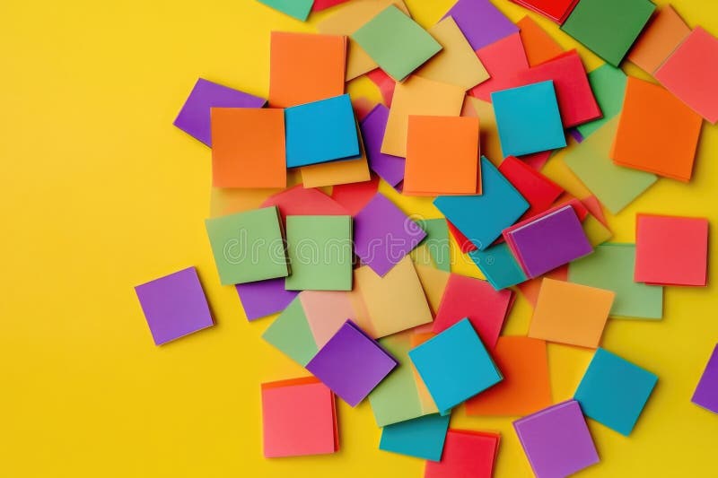 A Collection of Brightly Colored Post-it Notes on a Bright Yellow ...