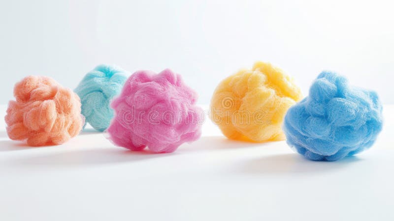 A Collection of Brightly Colored Wool Balls Arranged on a White Surface ...