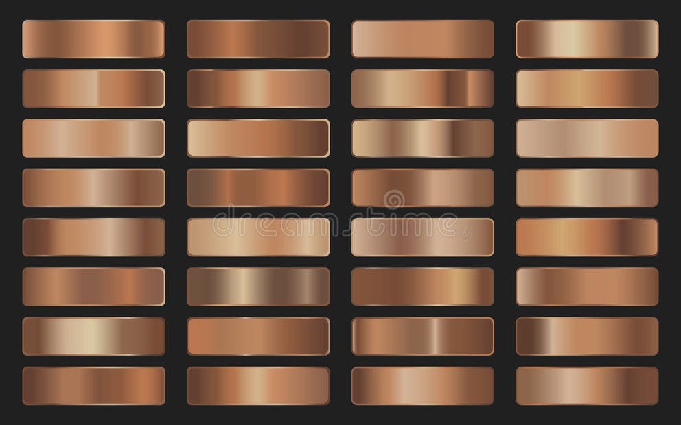 Collection of Bronze Metallic Gradient. Brilliant Plates with Bronze ...