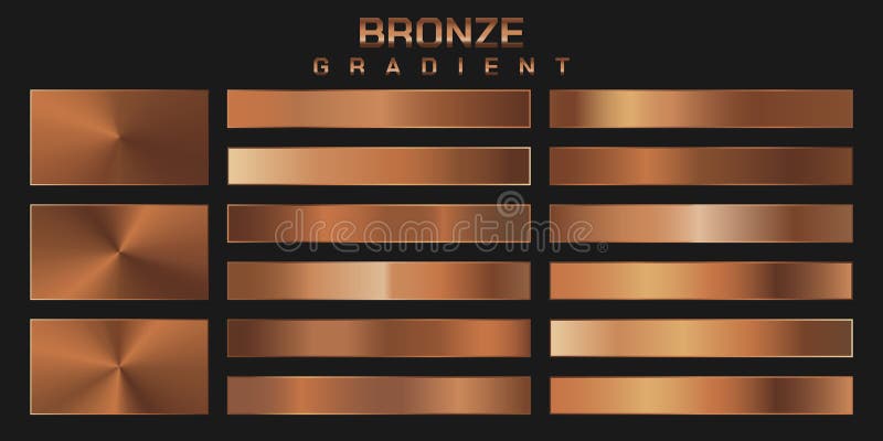 Collection of Bronze Metallic Gradient. Brilliant Plates with Bronze ...