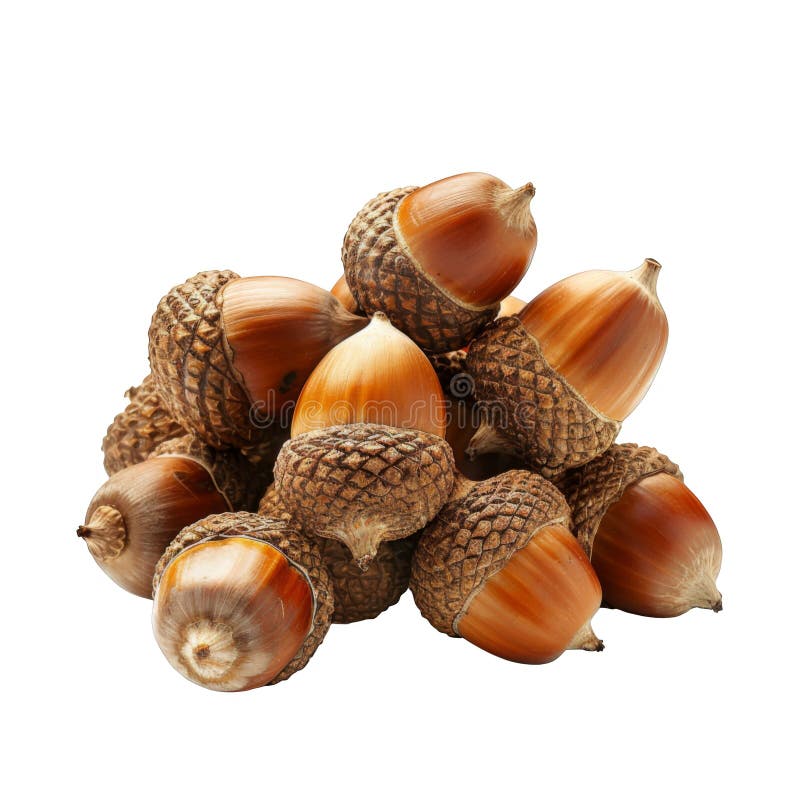 A Collection of Brown Acorns with Detailed Cap Detail Stock Image ...