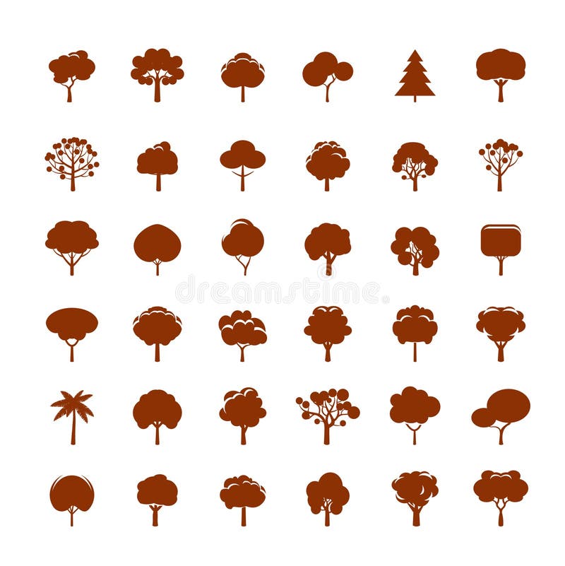 Collection of Brown Trees stock vector. Illustration of elements - 59618692