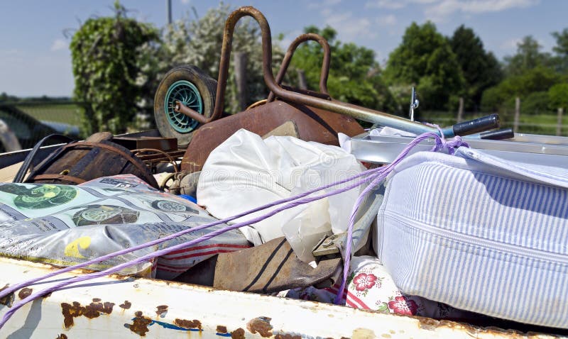 Bulk Garbage Day Concept, Miscellaneous Rubbish Items Put on a Street ...