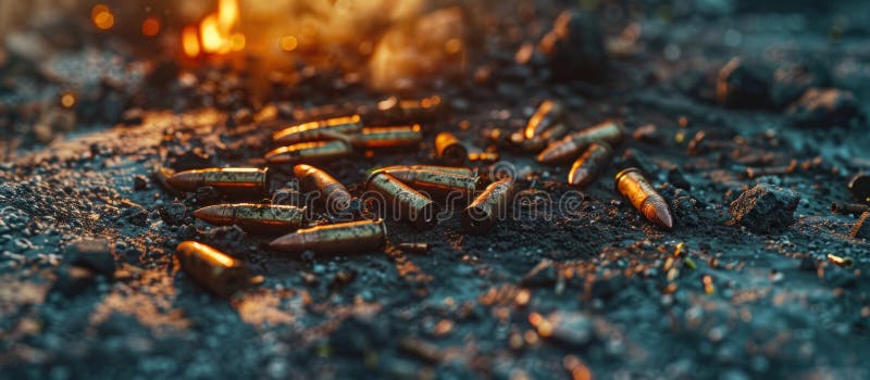 Collection of Bullet Shells on Ground Stock Image - Image of shells ...