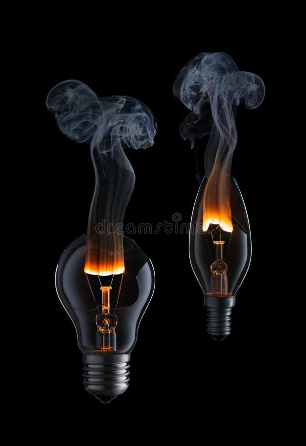 Burning light bulb stock image. Image of glass, conceptual - 208510829