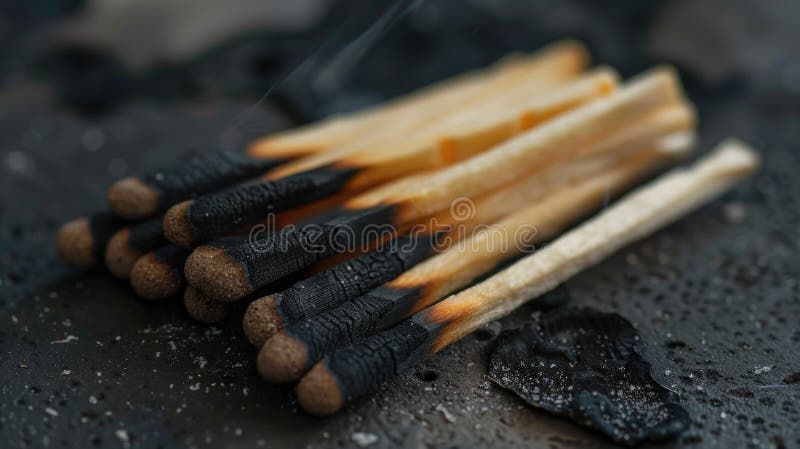 A Collection of Burnt Matches Lying on a Flat Surface, Likely ...