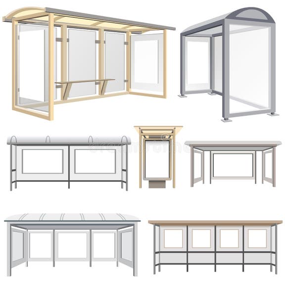 Collection of Bus Stations. Advertisement Templates. Vector Stock ...