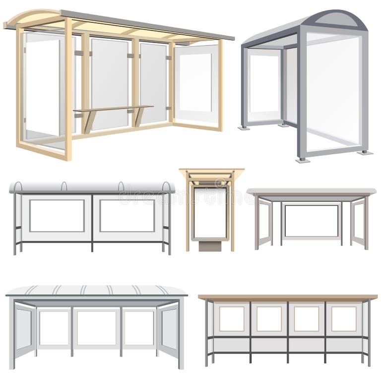 Collection of Bus Stations. Advertisement Templates. Vector Stock ...