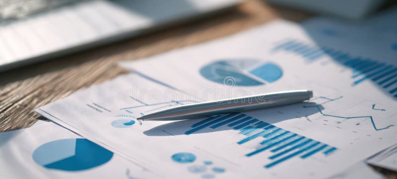 The Collection of Business Documents with Graphs and Charts on a ...