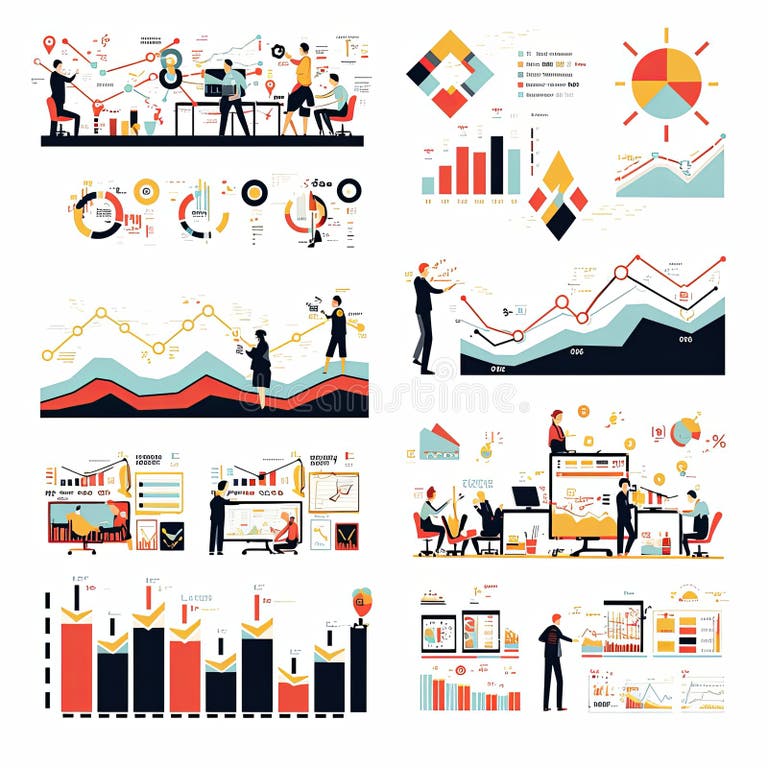 Collection of Business Infographic Charts and Collaborative Teams for ...