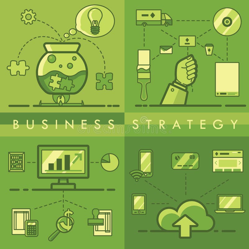 Collection of Business Strategy Concept. Vector Illustration Decorative ...