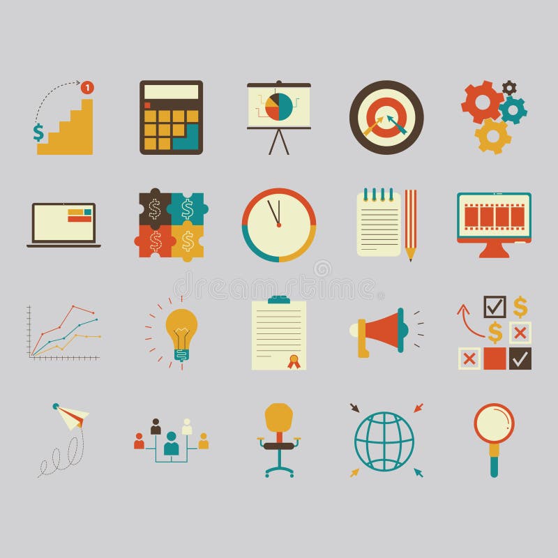Collection of Business Strategy Icons. Vector Illustration Decorative ...