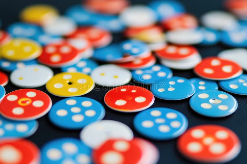 A Collection of Buttons Arranged on a Table Stock Image - Image of ...