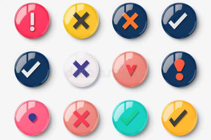 A Collection of Buttons with Different Symbols, Useful for Various ...